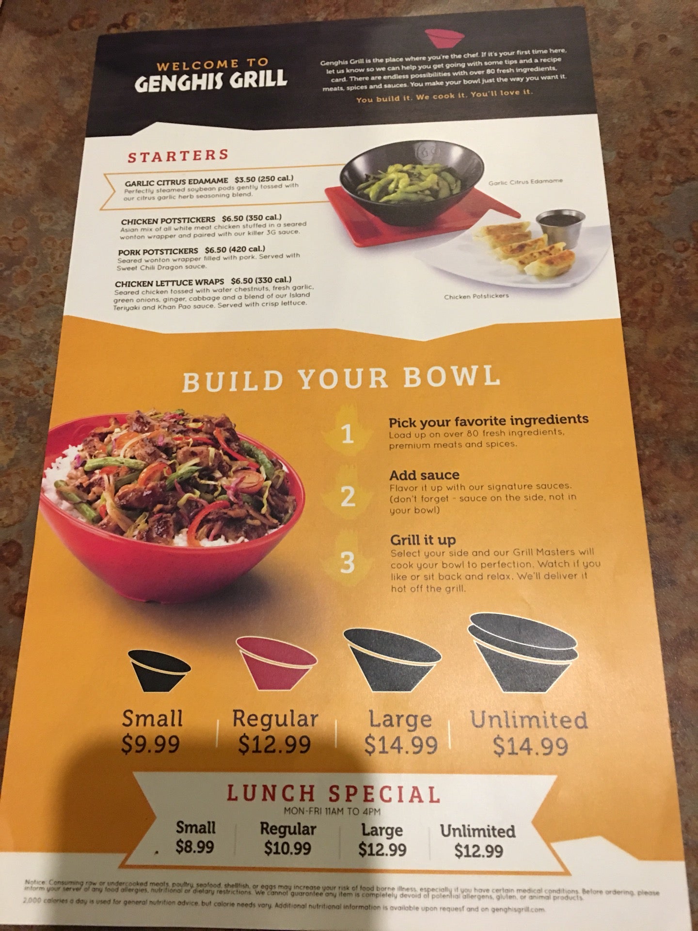 Genghis Grill Menu