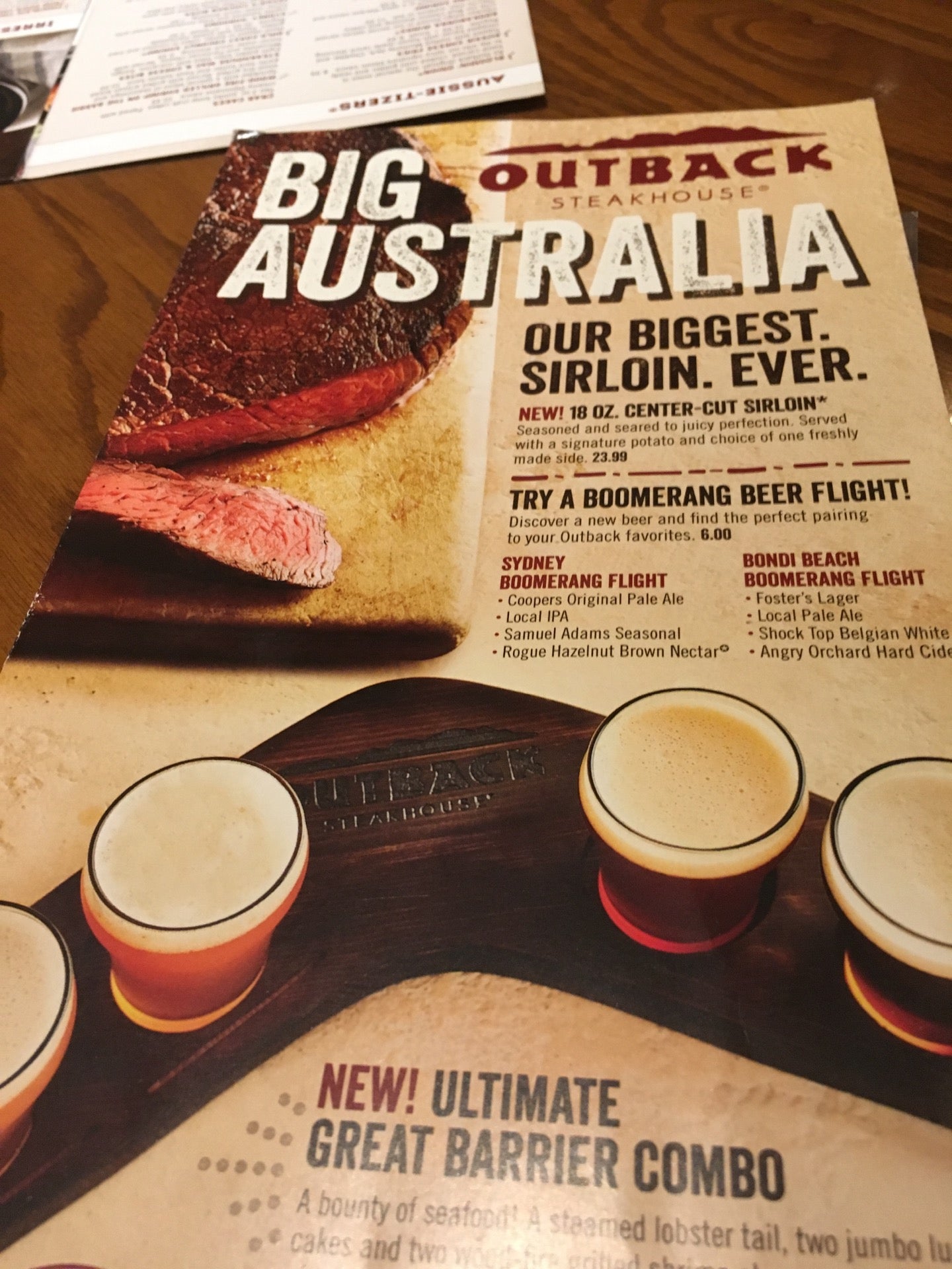 Outback Steakhouse Beer Menu