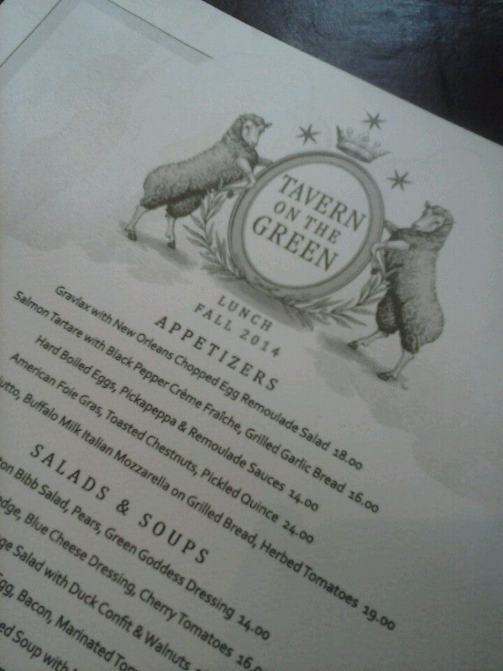 Tavern On The Green Menu