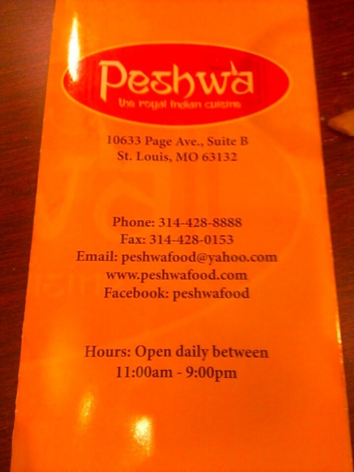 Peshwa, The Royal Indian Cuisine, 10633 Page Ave, Ste B, St. Louis, MO ...
