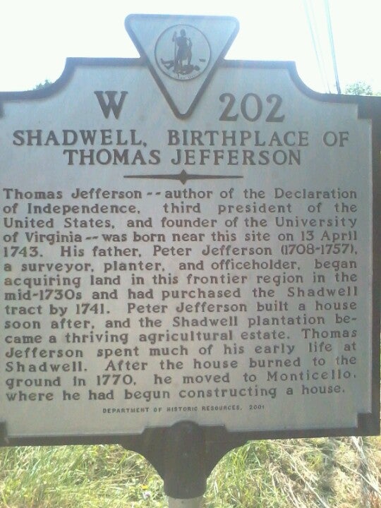 Shadwell, Birthplace Of Thomas Jefferson, Charlottesville, VA - MapQuest